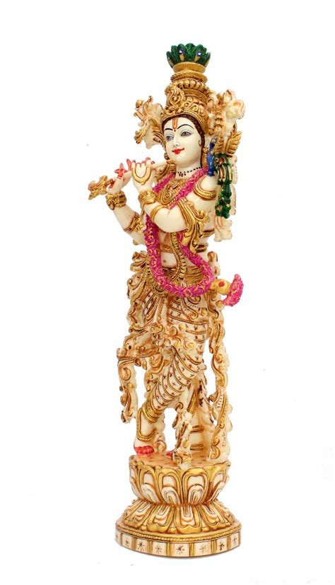 Krishna Statue 37 Cm Big Dust Marble Lord Krishna Idol Etsy
