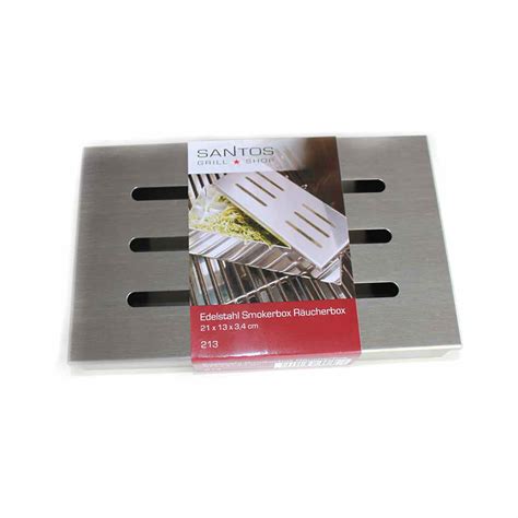 SANTOS Räucherbox Smokerbox für Gasgrill Kohlegrill x x cm rostfreie Edelstahl