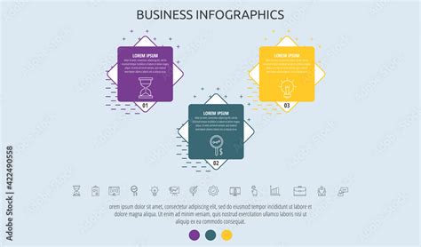 Vector Business Infographic Label With Squares For Three Label Diagram Graph Presentations