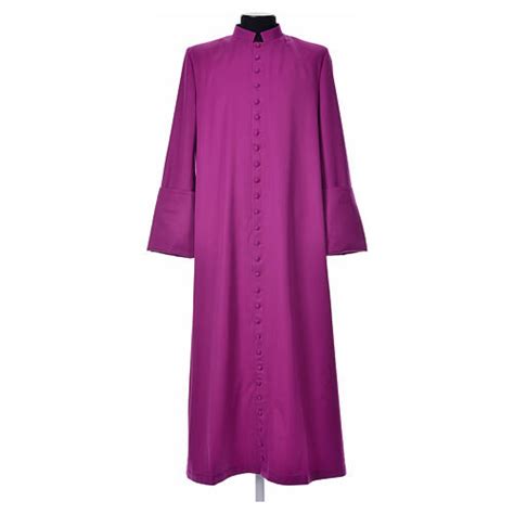 Purple Cassock In Pure Wool With Covered Buttons Gamma Online Sales