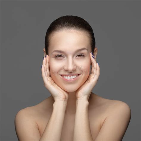 Beauty Portrait Beautiful Woman Touching Her Face Stock Image Image