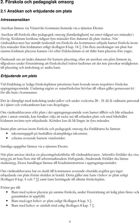 Administrativa riktlinjer för förskola fritidshem och annan pedagogisk verksamhet i Västerviks