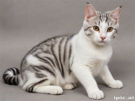 A Beautiful Striped Cat Sitting Gracefully On A Soft Grey Background