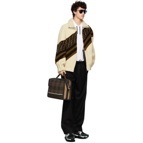 Fendi Beige Forever Fendi Shearling Jacket Fendi