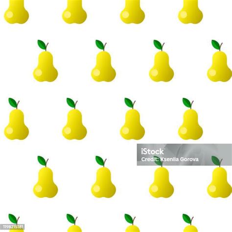 Warnawarni Kuning Pir Pola Mulus Terisolasi Pada Putih Ilustrasi Vektor