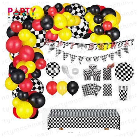 Checkered Birthday Party Theme Racing Cars Checkered Disposable