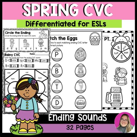 Esl Supported Spring Cvc Ending Sounds By Ems Learners Tpt