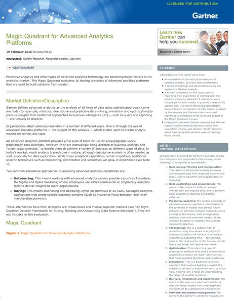 Magic Quadrant For Advanced Analytics Platforms Docslib