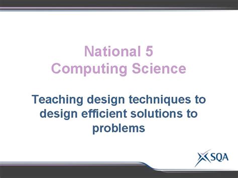 National 5 Computing Science Teaching Design Techniques To