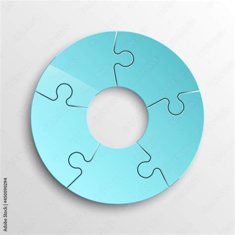 Puzzle Five Piece Business Presentation Pictogram Circle Infograph Step Puzzle Round Process