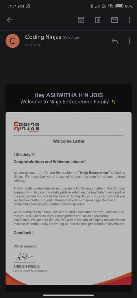 Codingninjas Coding Internship Opportunity Ashwitha H N Jois