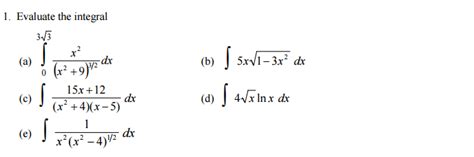 Solved Evaluate The Integral Integral 3 Squareroot 3 Squa Chegg
