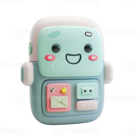 A Cheerful Robot Phone Smiles For A Selfie 48053384 Png