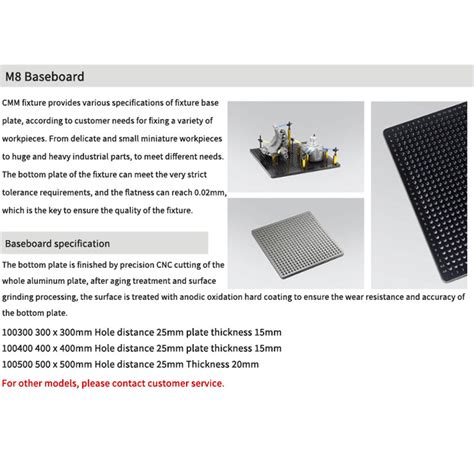 좌표 측정 기계 액세서리 베이스 플레이트 Cmm 고정 고정장치 키트 구멍 거리 25mm 플레이트 두께 15mm 400x400mm 도구 부품