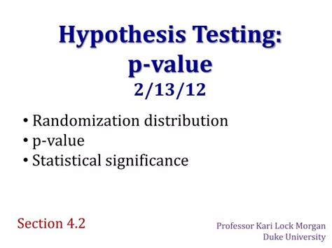 Ppt Hypothesis Testing P Value 2 13 12 Powerpoint Presentation Free