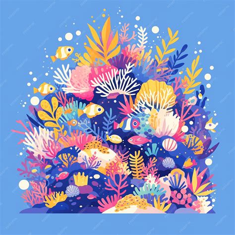 Indonesian Coral Reef Patterns With Vibrant Colors Premium Ai