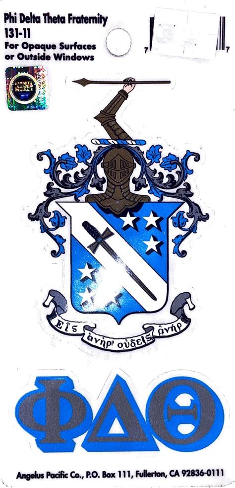 Phi Delta Theta Fraternity Crest And Letter Decal Greek Threads