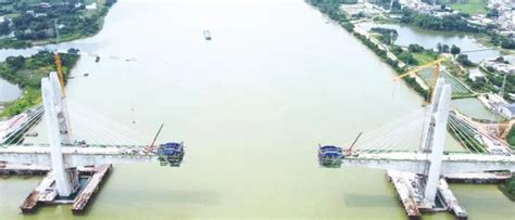 国内在建高速铁路最大跨度钢混斜拉桥——六景郁江特大桥主塔封顶 土木在线