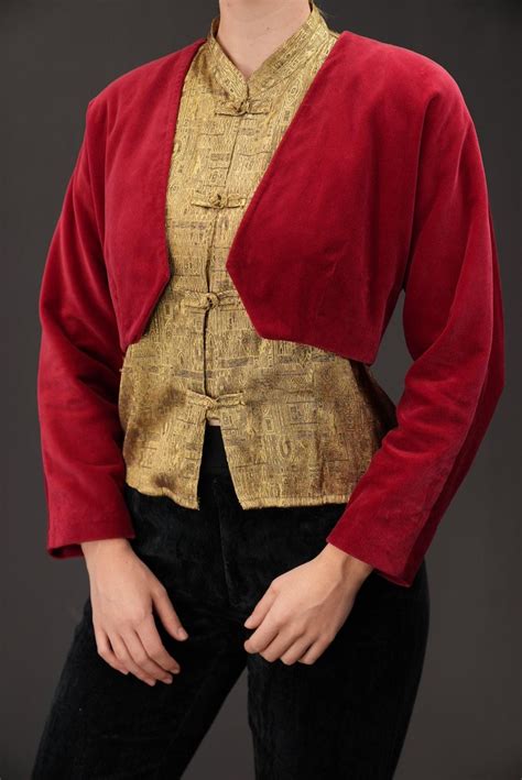 Red Velvet Sisley Bolero Jacket Festive Cropped Jacket Vintage 80s