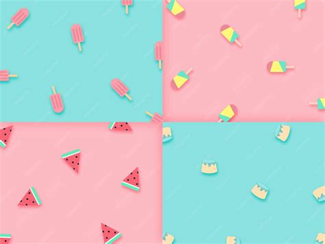 파스텔 아이스크림 벽지 프리미엄 벡터