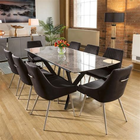 Huge Emperor Grey Ceramic Dining Table Rectangle Extends 1 5 2m Quatropi