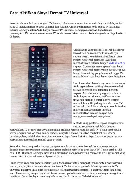 Cara Aktifkan Sinyal Remot Tv Universal By Instateknooke Issuu