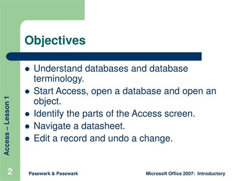 ppt access lesson 1 access basics powerpoint presentation free