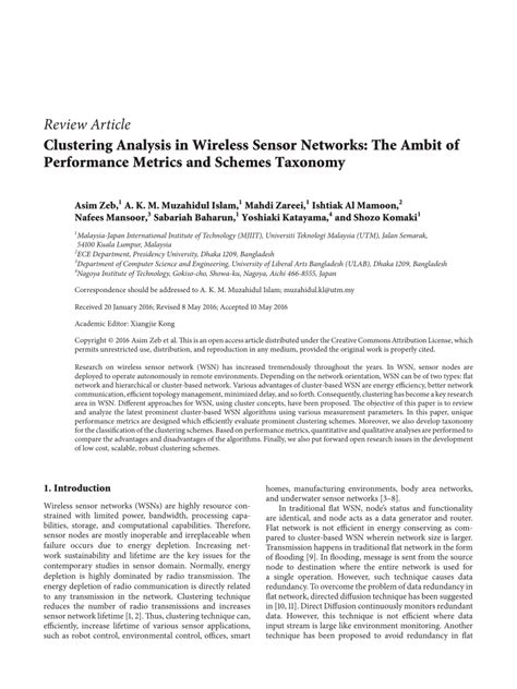 Pdf Clustering Analysis In Wireless Sensor Networks The Ambit Of Performance Metrics And