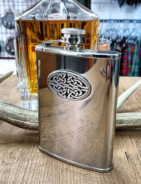 Hip Flask Oval Celtic Knot Dunvegan Shop