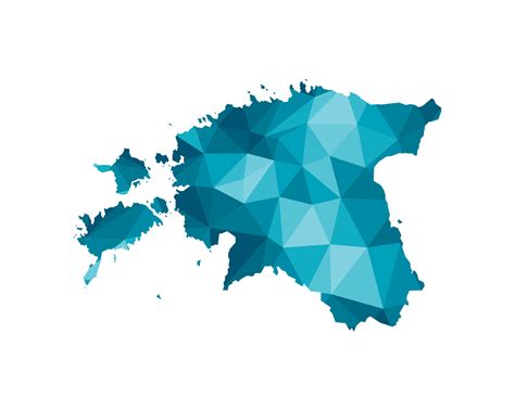 Vector Isolated Illustration Icon With Simplified Blue Silhouette Of Estonia Map Polygonal