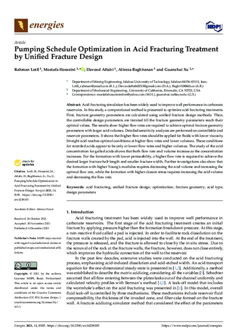 Pdf Pumping Schedule Optimization In Acid Fracturing Treatment By