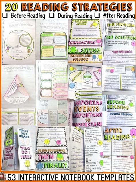 Reading Comprehension Strategies Interactive Notebook Foldables Templates Interactive