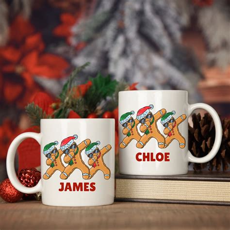 Personalized Christmas Coffee Mug Custom Name Hot Chocalate Cup Gingerbread Crew Holiday Party