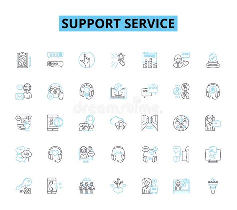 Support Service Linear Icons Set Assistance Help Aid Guidance