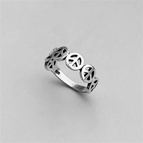 Sterling Silver 6 Peace Sign Ring Silver Ring Boho Ring Love Ring