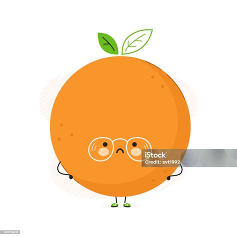 Mignon Triste Caractère De Fruit Orange Vector Dessiné À La Main Dessin