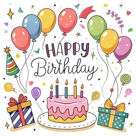 Gelukkige Verjaardag Felicitatie Kaart Vector Illustratie Premium Vector