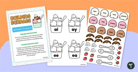Building Sundaes With Vowel Teams Ai Ay Ee And Ea Teach Starter