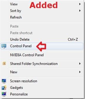 Control Panel Add Or Remove From Desktop Context Menu Tutorials