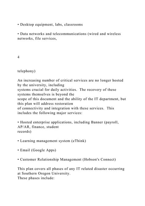 Information Technology Disaster Recovery Plan 1250 Docx