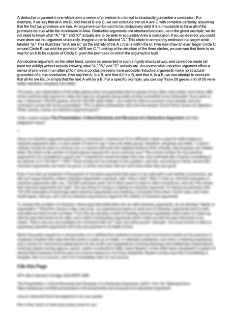 SOLUTION The Presentation Critical Elements And Structure Of A Deductive Argument Studypool
