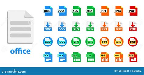 File Format Extensions Icons Collection Of Vector Icons Stock Vector Illustration Of