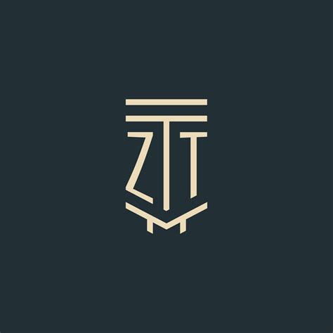 ZT Initial Monogram With Simple Line Art Pillar Logo Designs 11489238