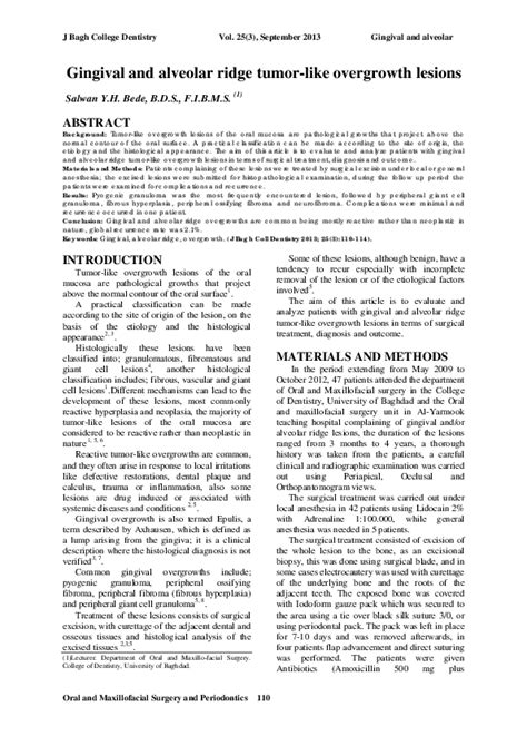 pdf surgical outcomes of gingival and alveolar ridge tumors