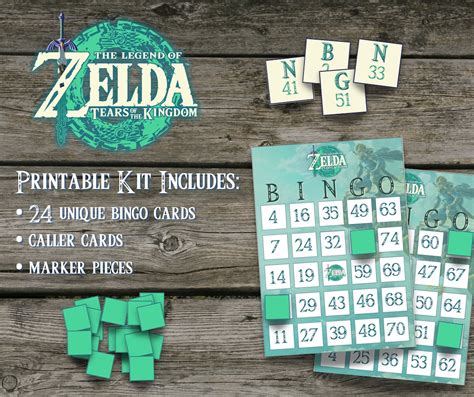 Zelda Tears Of The Kingdom Video Game Printable Bingo Kit For Zelda