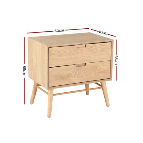 Artiss Gino Oak Bedside Table With Storage Drawers