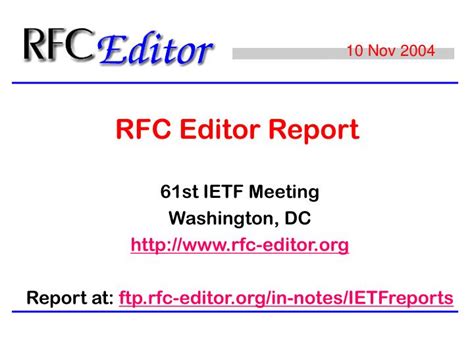 Ppt Rfc Editor Report Powerpoint Presentation Free Download Id4036064