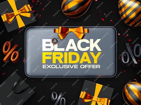블랙 프라이데이 세일 현실적인 3d 선물과 풍선 무료 Psd 파일