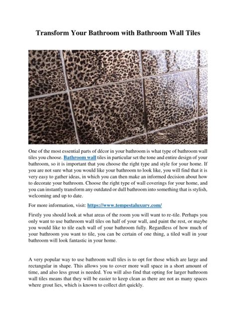 Ppt Transform Your Bathroom Interior With Modern Tiles Design