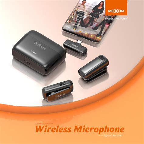 Moxom Mx Ax64 Dual Noise Reduction Wireless Microphone